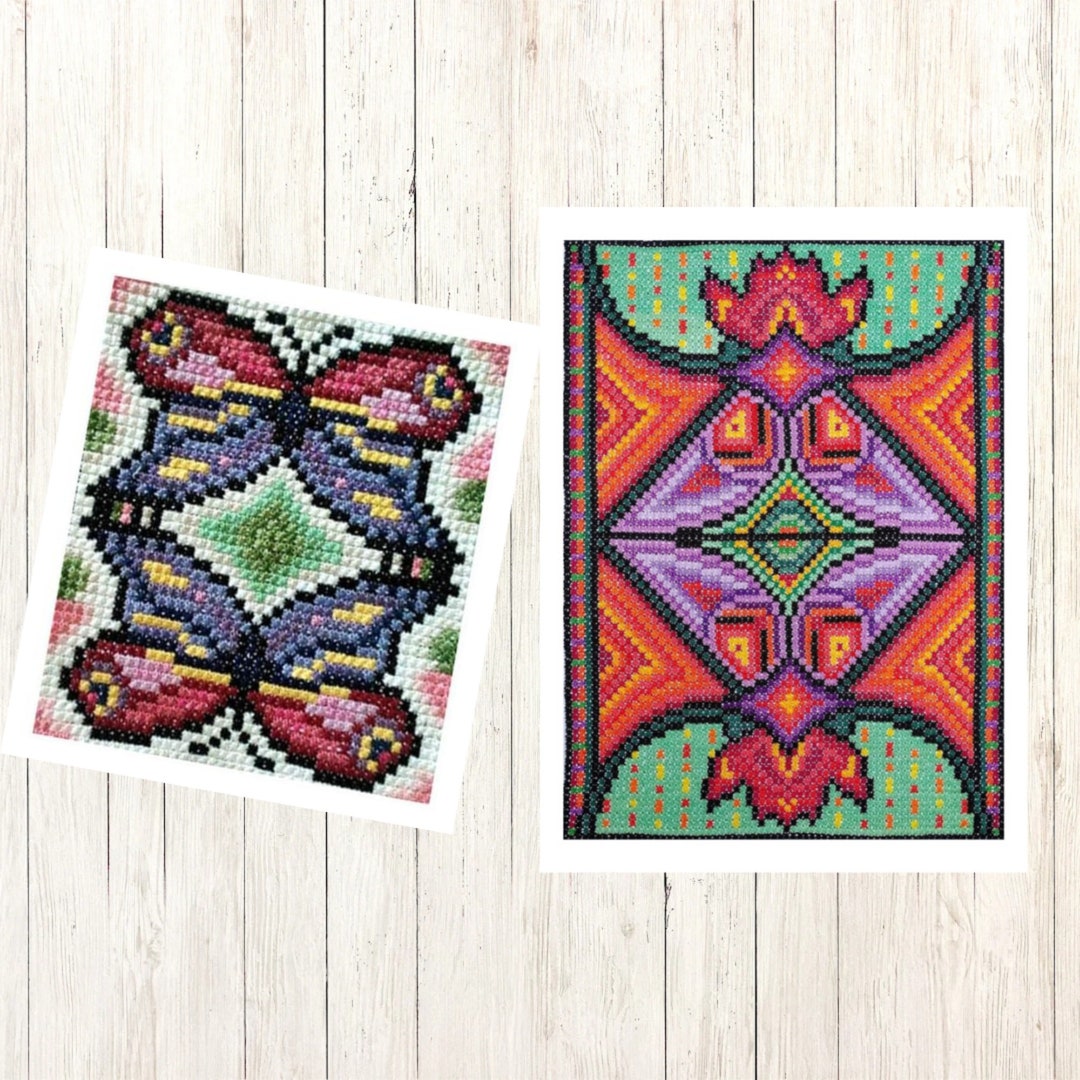 Double Cross Stitch Pattern PDF Set, Butterfly & Regal Design (digital ...