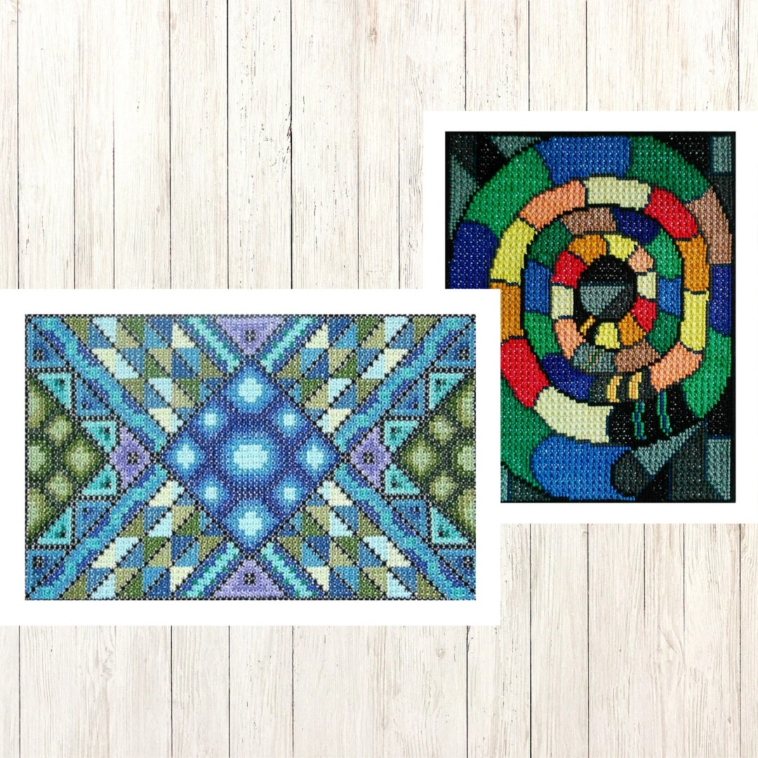 Abstract Double Cross Stitch Patterns, Geometric Embroidery (PDF ...