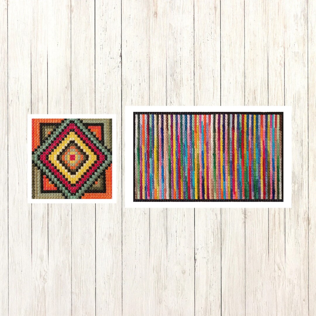 Double Cross Stitch Pattern Set, Geometric Designs Gradient (PDF ...