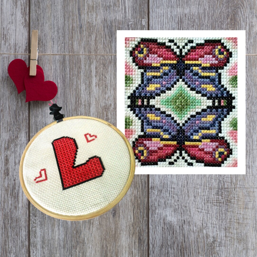 Sampler Cross Stitch Pattern Set, Learn Embroidery + Tutorial, Love ...