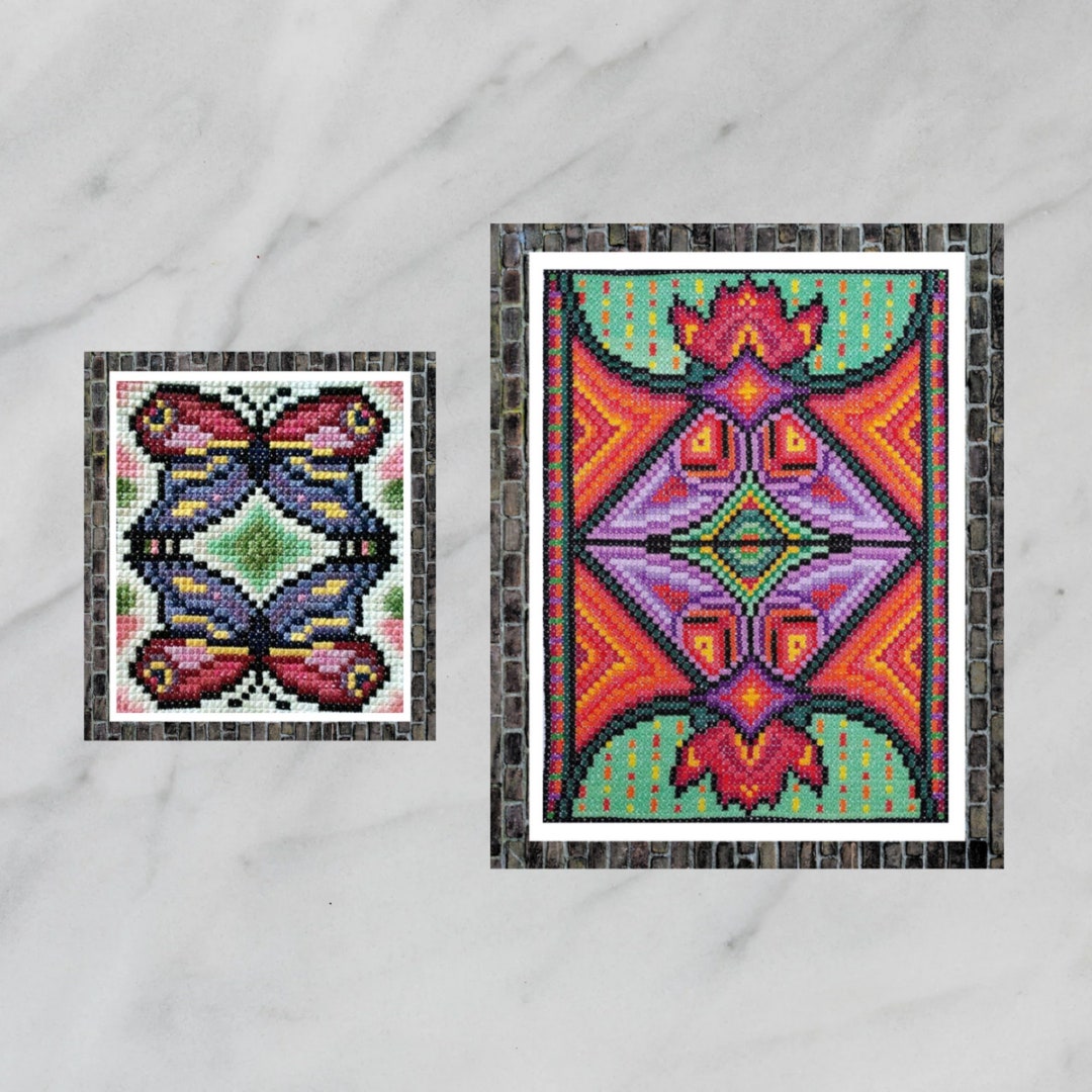 Butterfly & Regal Cross Stitch Pattern Set, Geometric Embroidery (PDF ...