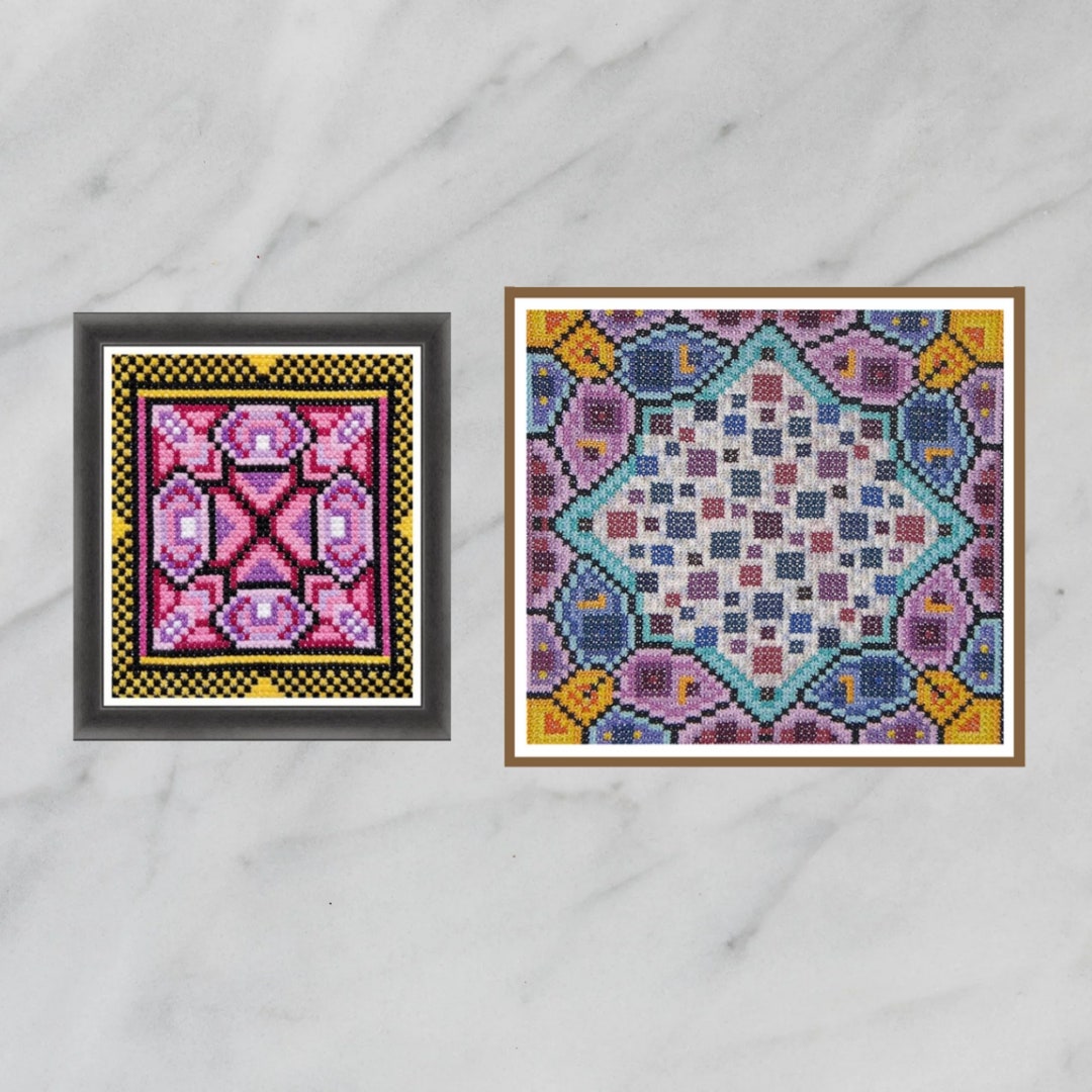 Double Cross Stitch Sampler PDF Pattern Set, Modern Gradients (digital ...