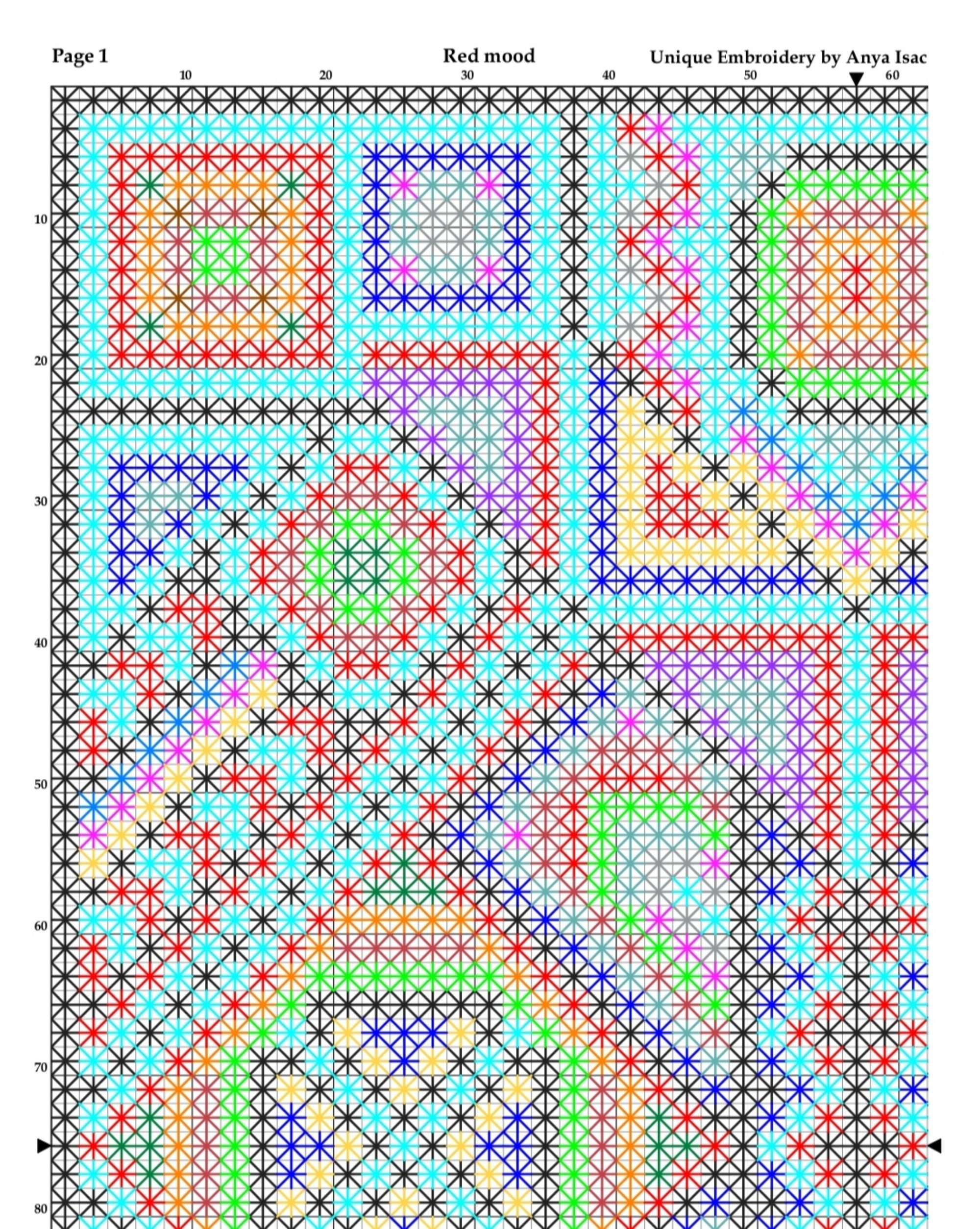 Sampler Cross Stitch Pattern PDF Red Mood, Double Cross Stitch DIY ...