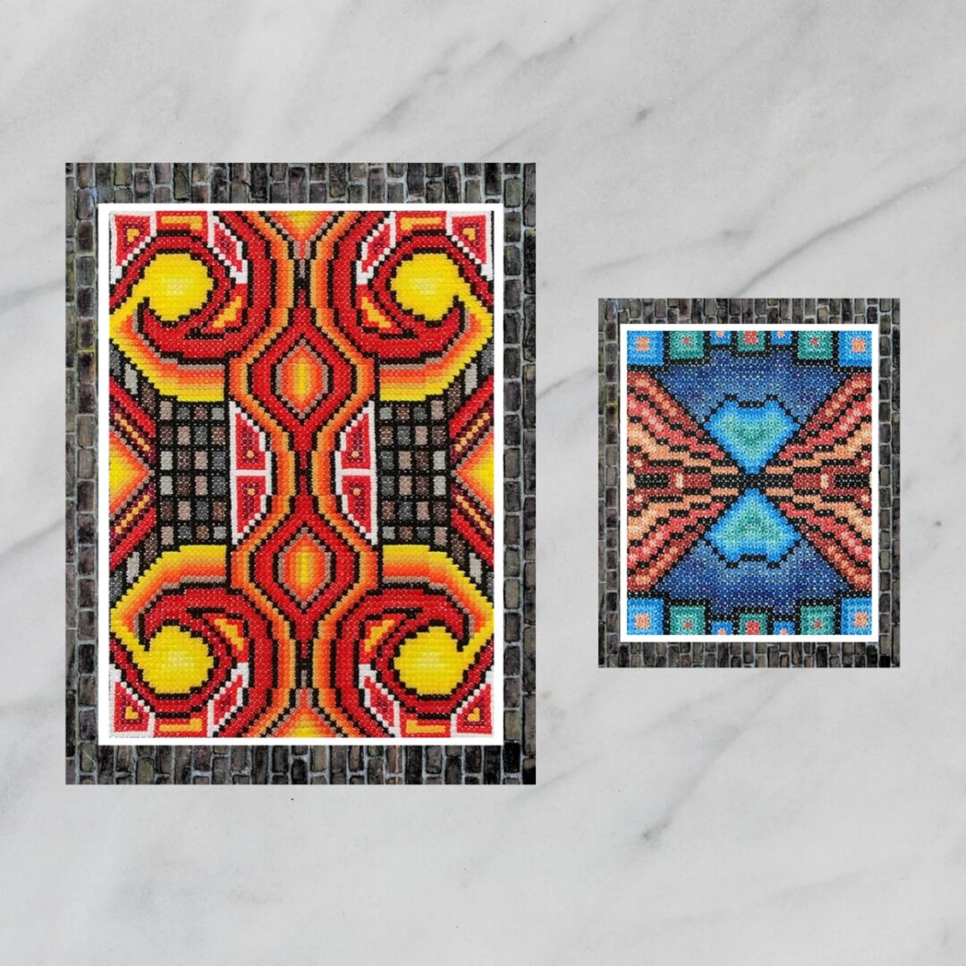 Abstract Cross Stitch Pattern Set, Contemporary Sampler, Double Stitch ...