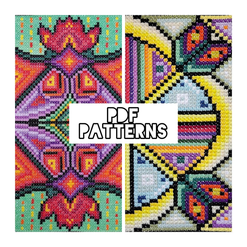 Regal Cross Stitch Pattern – Double Stitch Sampler, Abstract Art (PDF ...