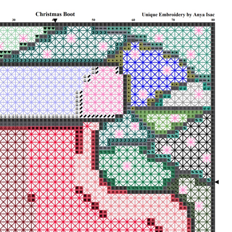 Ethnic Cross Stitch Chart Set, Christmas Boot, Tribal Ornament (PDF ...