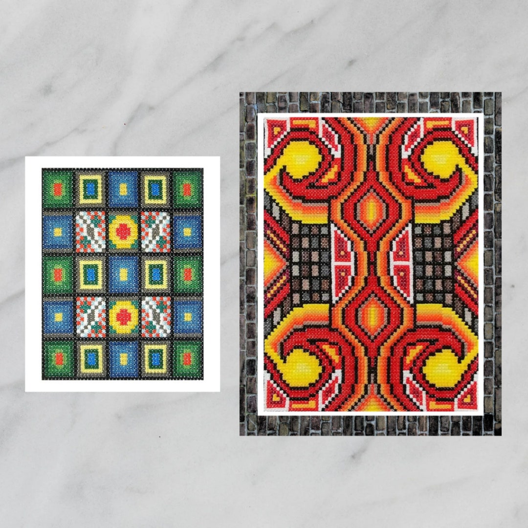 Double Cross Stitch PDF Pattern SET | Geometric & Abstract Embroidery ...