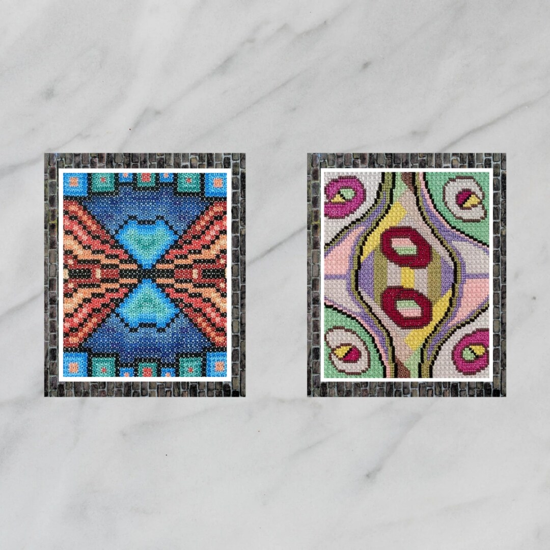 Abstract Sampler Cross Stitch Pattern PDF Set, Double Cross Stitch DIY ...