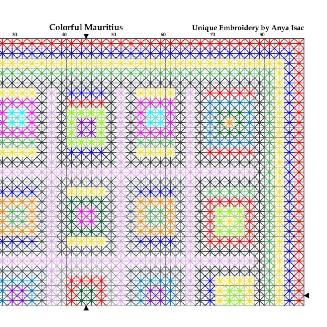 Mid Century Modern Cross Stitch Pattern PDF Colorful Mauritius, Double ...
