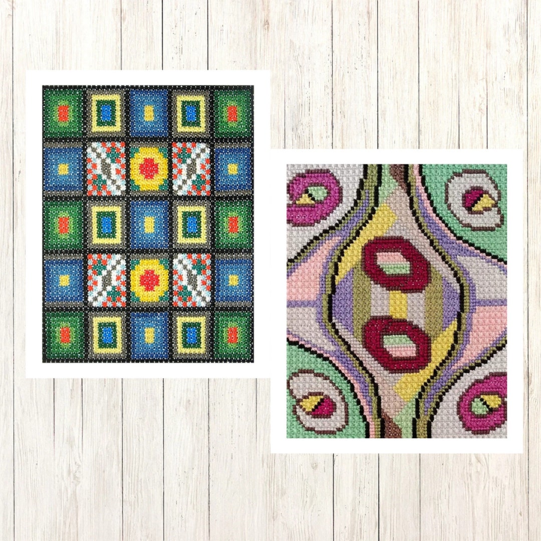 Geometric & Abstract Cross Stitch Patterns – Mid-century Modern (PDF ...