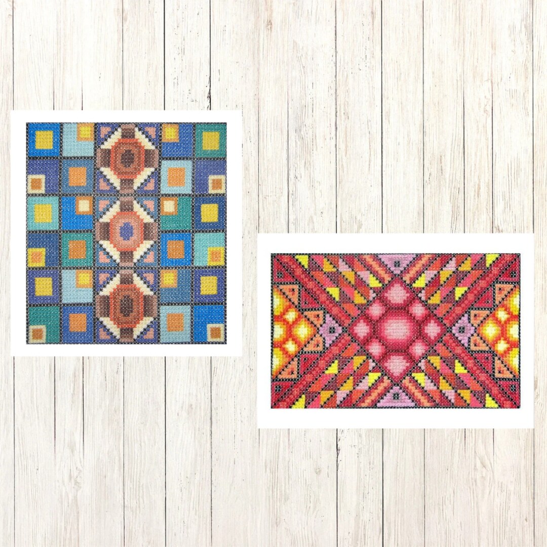 Mid Century Modern Cross Stitch Pattern Set, Geometric Embroidery (PDF ...