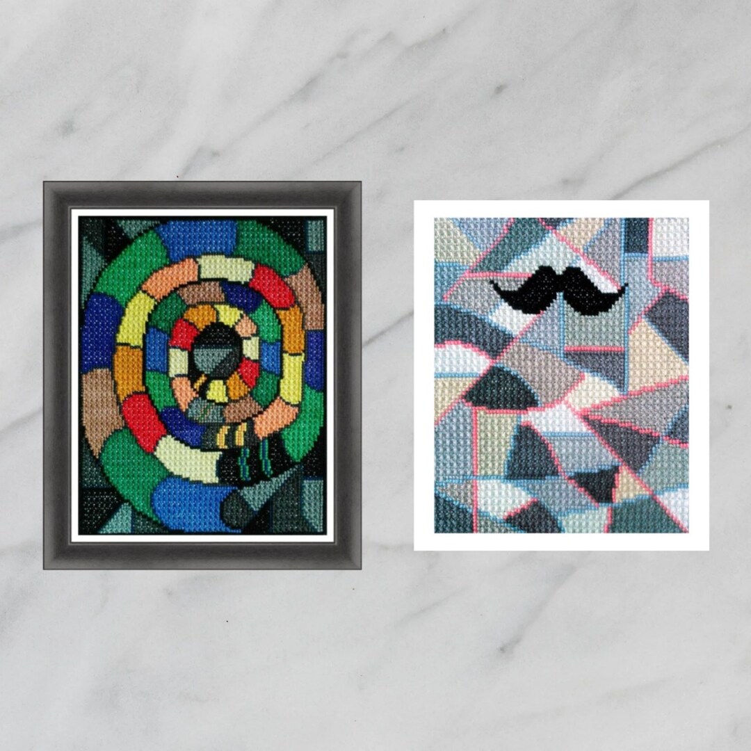 Abstract Double Cross Stitch Pattern Set, Geometric Embroidery (PDF) - Etsy