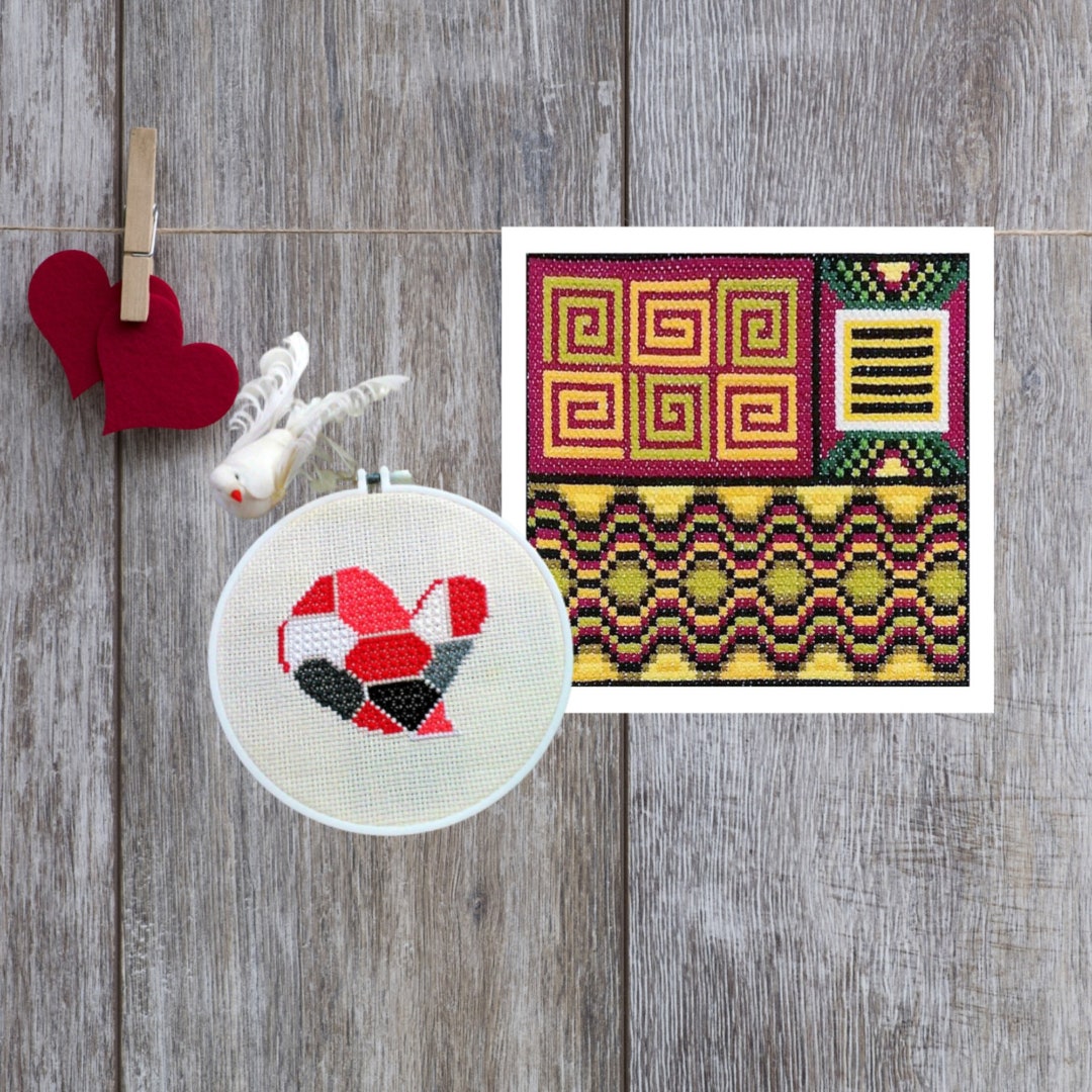 Geometric Cross Stitch Pattern PDF Set, Ethnic Double X Stitch ...