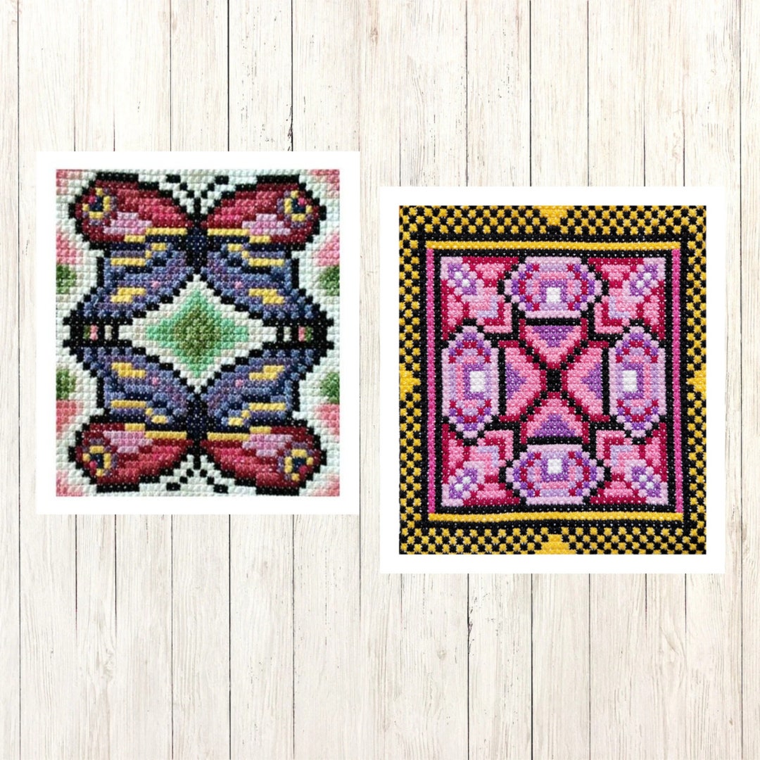 Embroidery Sampler Cross Stitch Pattern Set, Butterfly & Boho (PDF ...