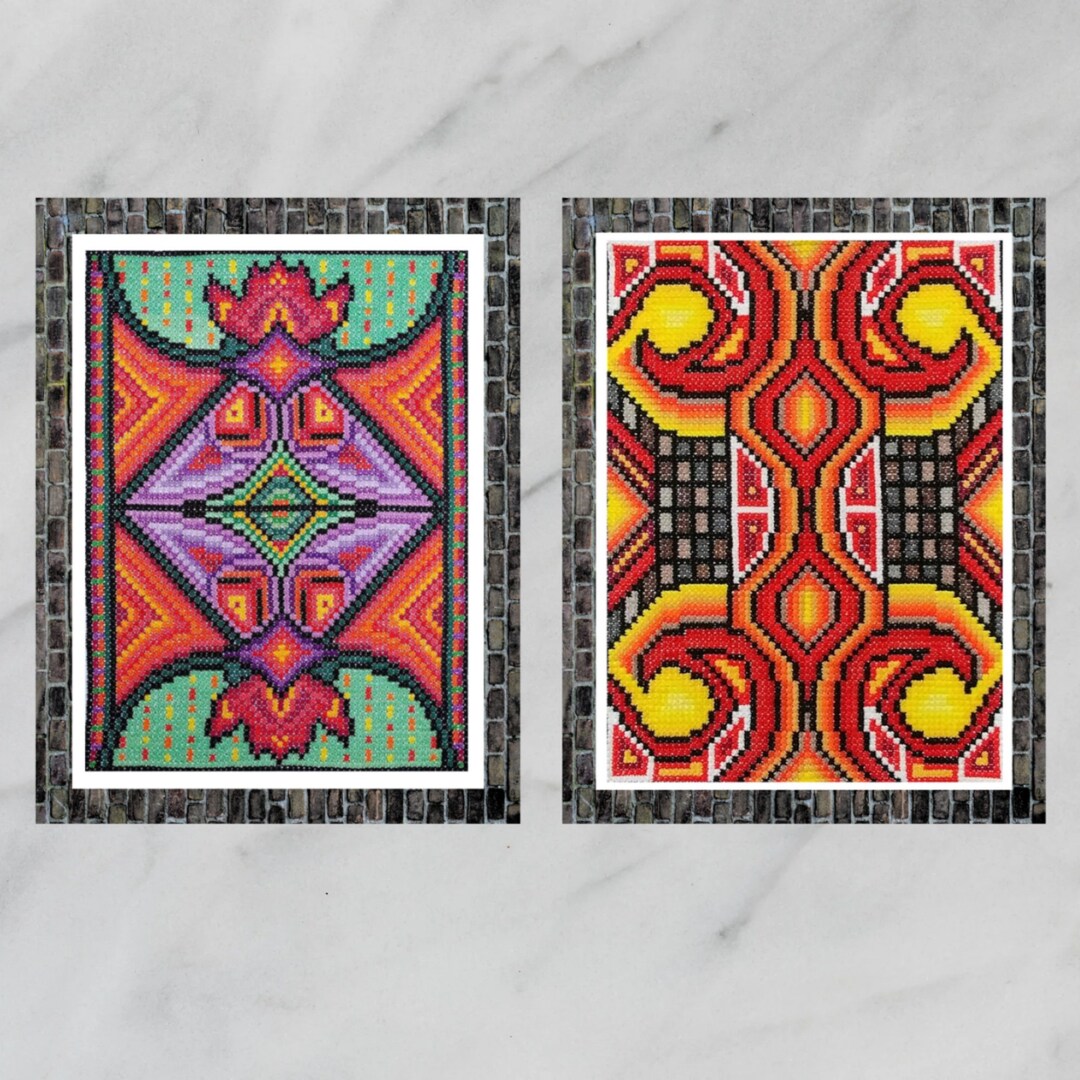 Double Cross Stitch Pattern Set, Geometric Abstract Embroidery (PDF ...