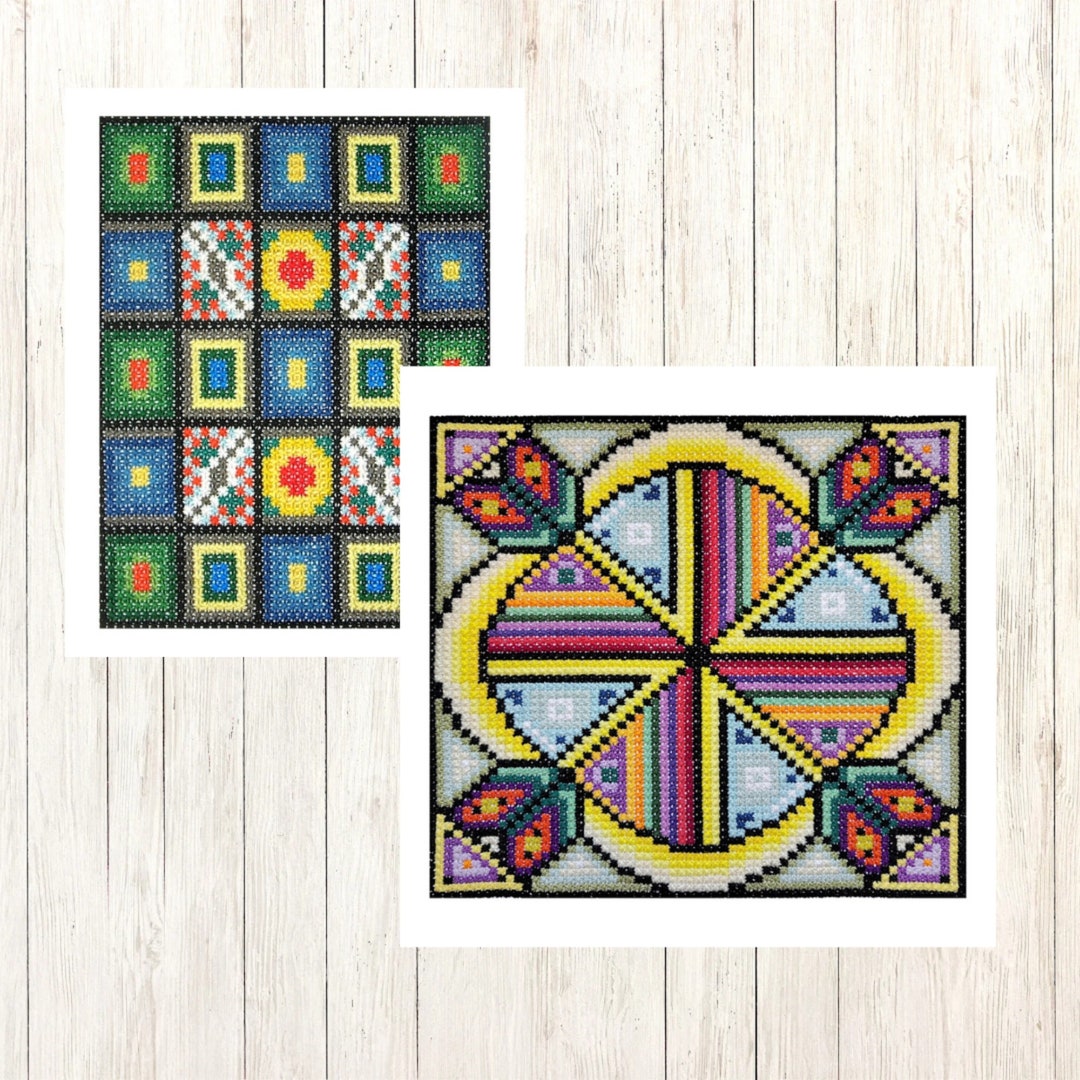 Double Cross Stitch Pattern Set, Geometric & Abstract Designs (PDF ...