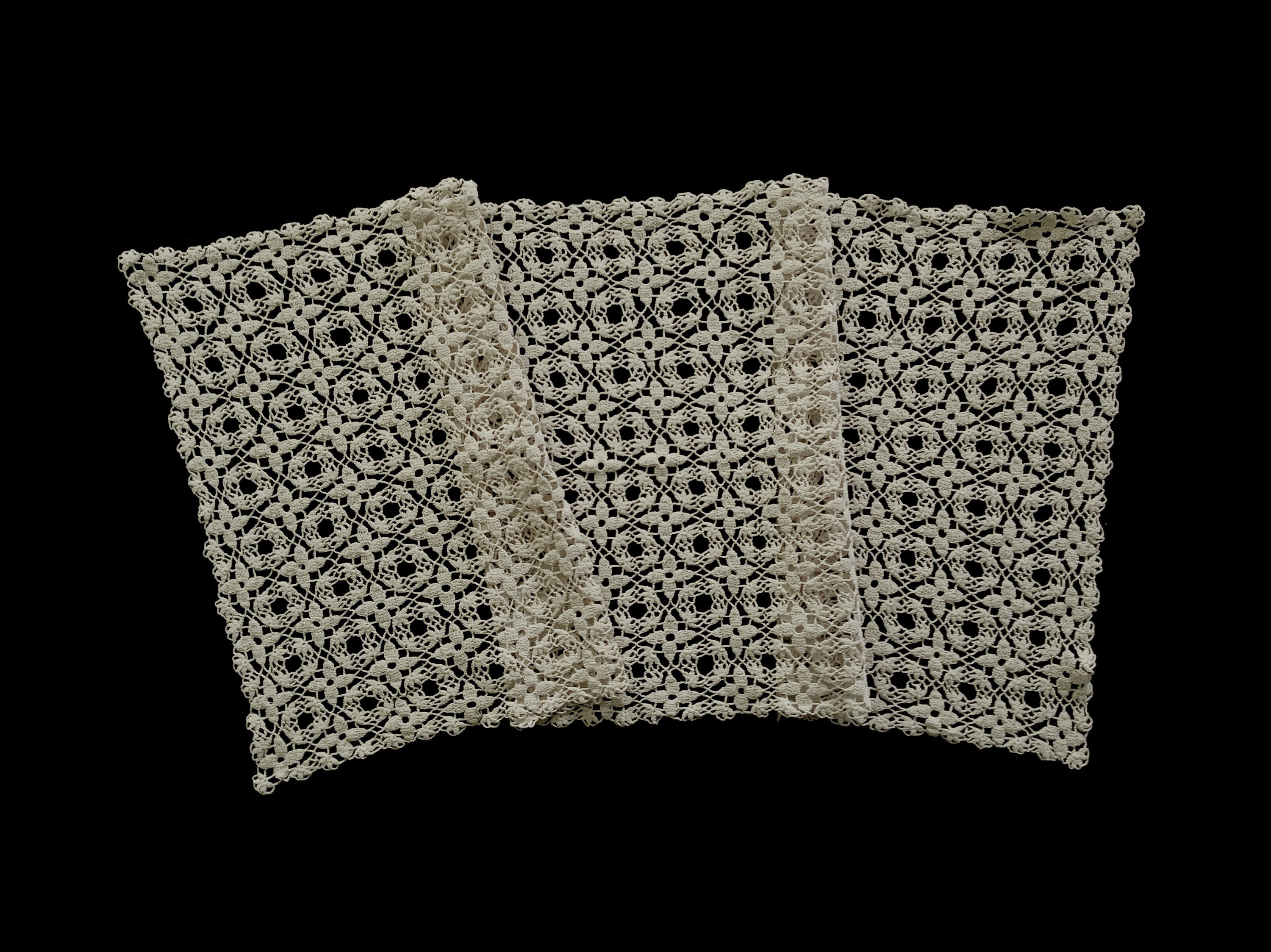 Vintage handmade crocheted table runner beige crocheted | Etsy