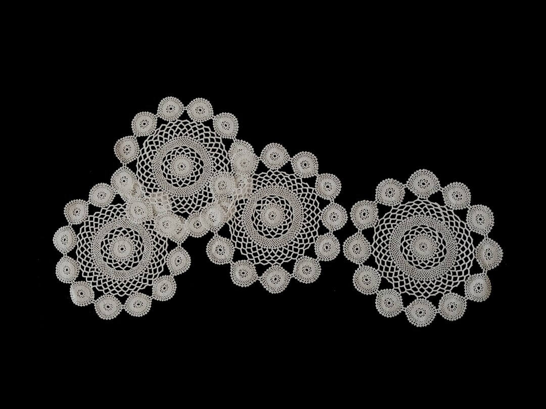 Vintage Handmade Crocheted Doily Set Set of 4 White Crocheted Doilies ...