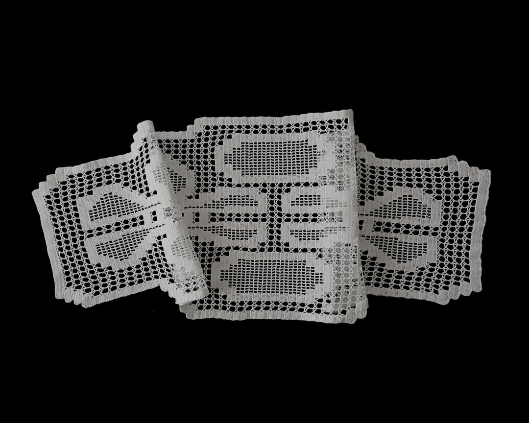 Vintage Handmade Long Crocheted Table Runner White Hand-crocheted ...