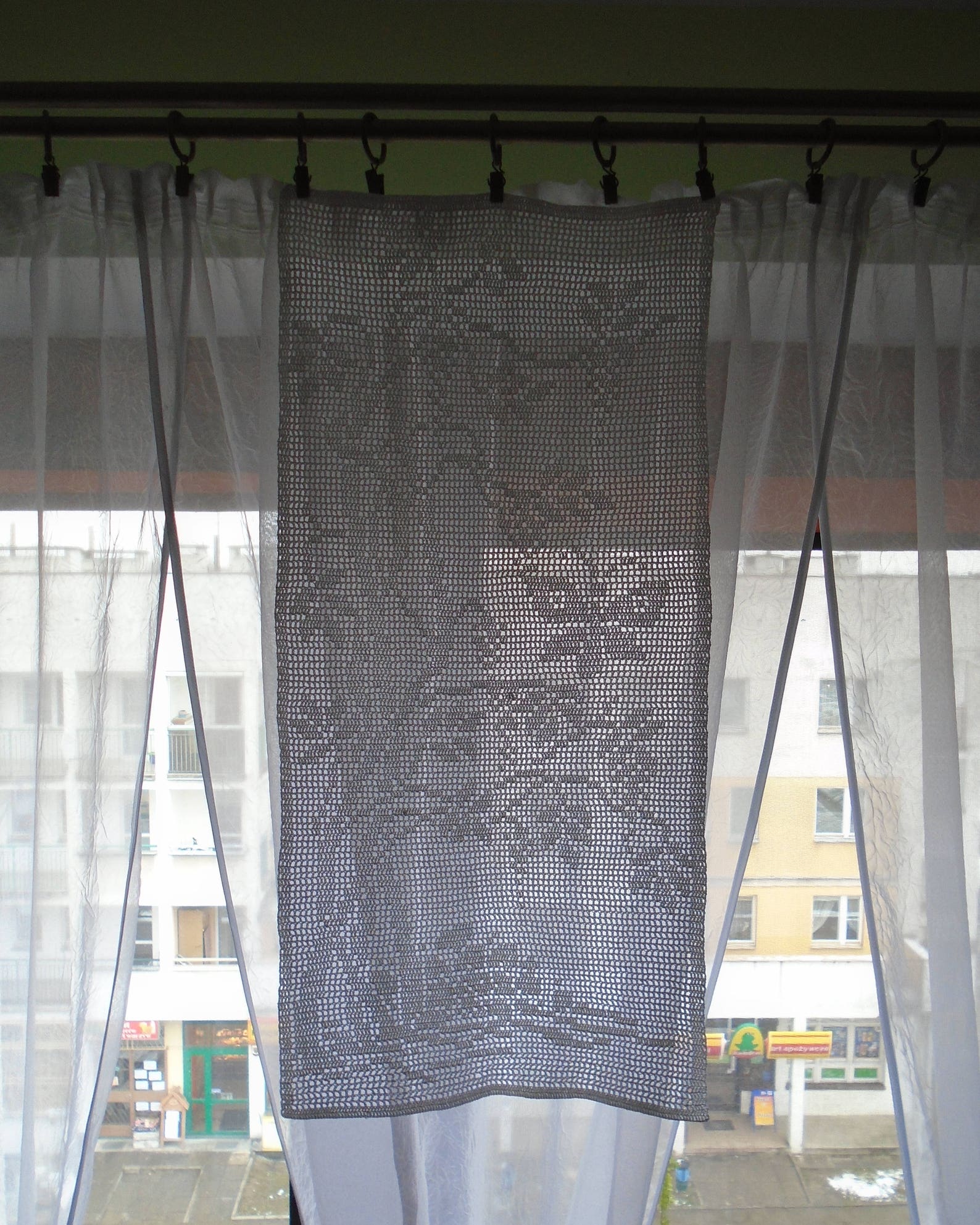 Vintage Handmade Crocheted Window Panel Curtain or Runner | Etsy