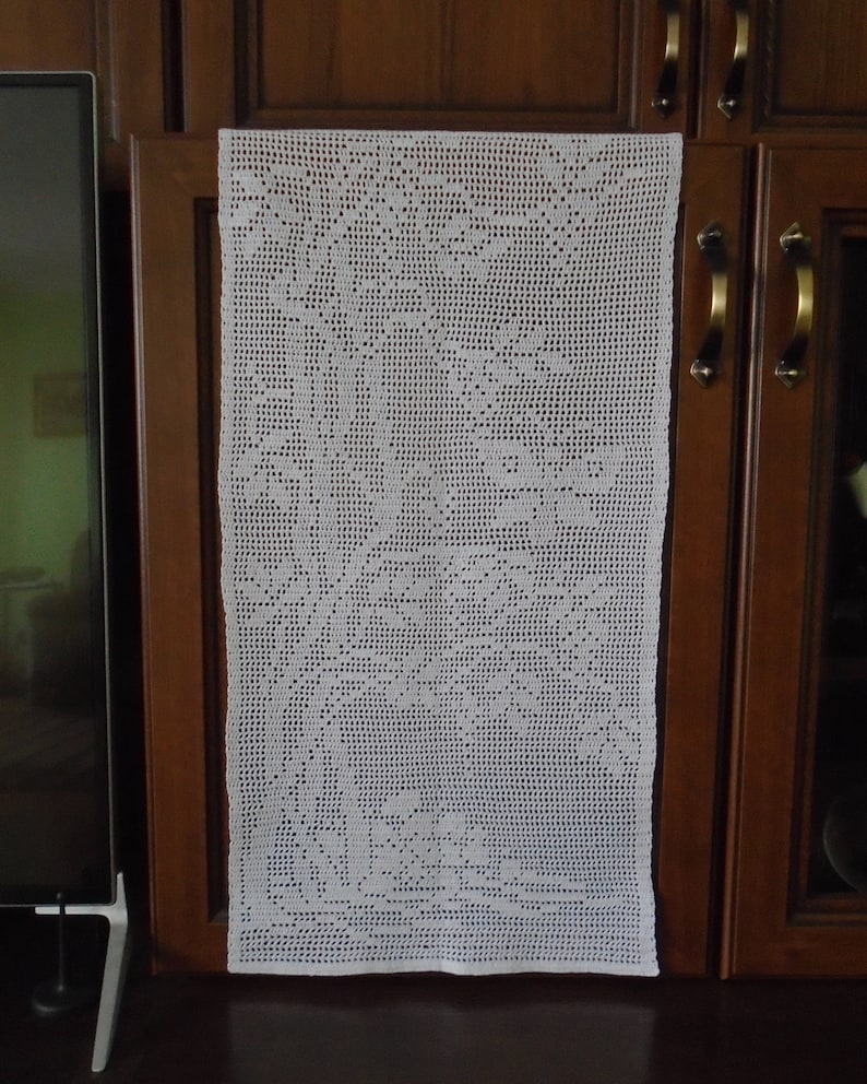 Vintage Handmade Crocheted Window Panel Curtain or Runner - Etsy