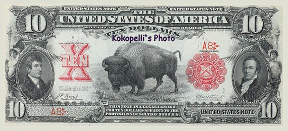 1901 10 Dollar U S Note Bison Buffalo Free Shipping | Etsy
