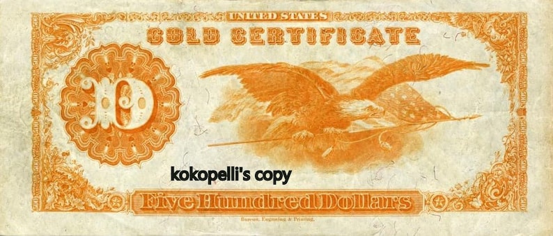 1882 *500 Dollar Gold Certificate * MUST READ ! - Etsy