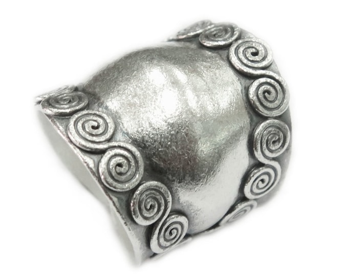 Ethnic Tribal Handmade Sterling Silver Wide Convex Band Ring With ...