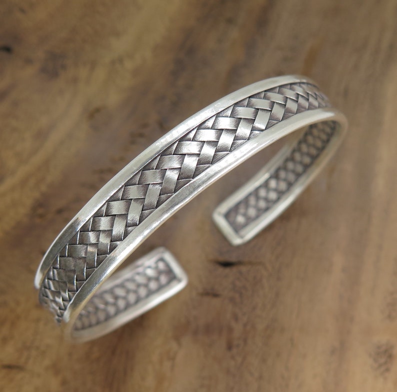 Braided Sterling Silver Cuff Bracelet Handmade Boho Ethnic - Etsy