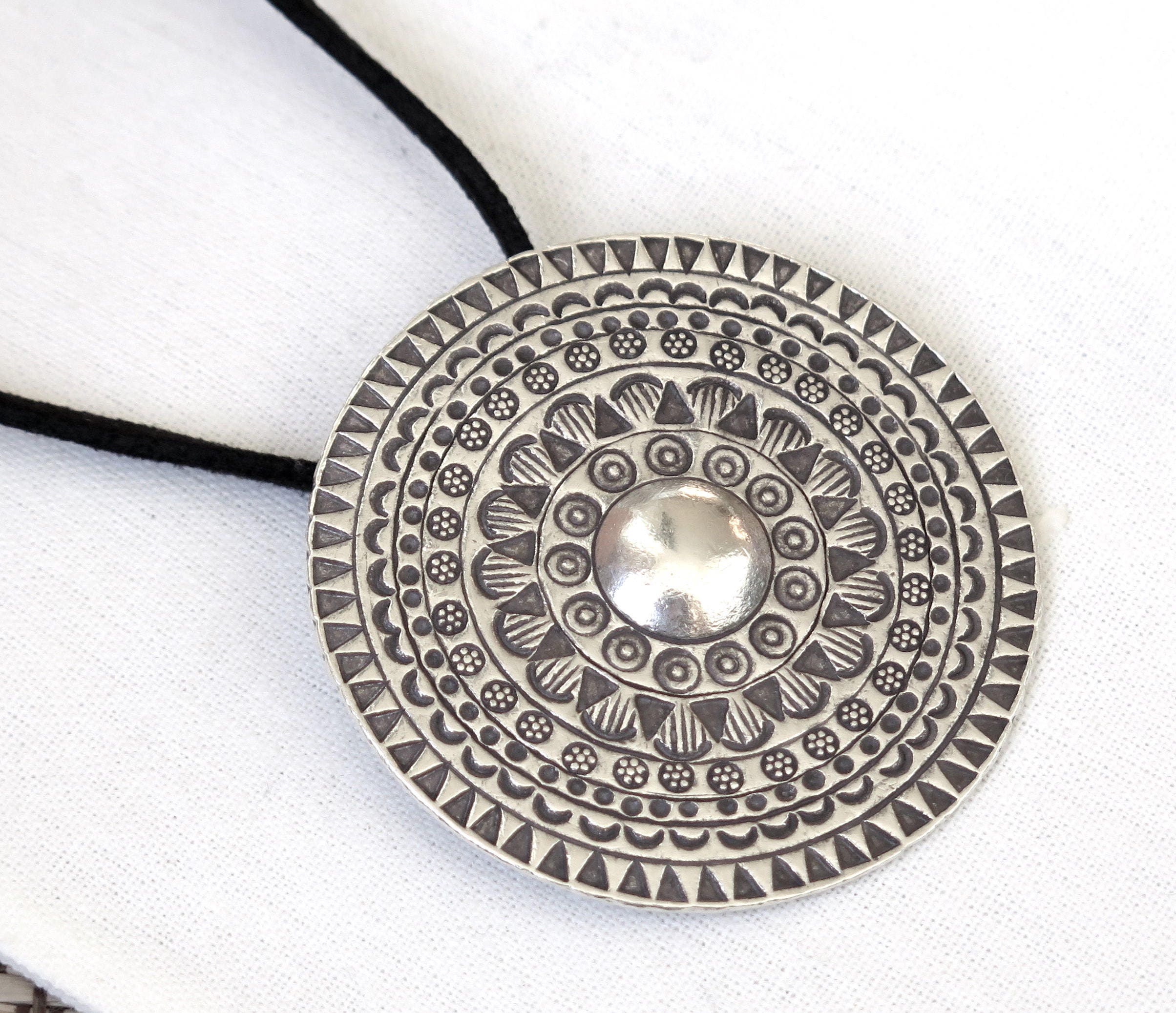 Sterling Silver Mandala Statement Pendant Necklace, Handmade Large ...