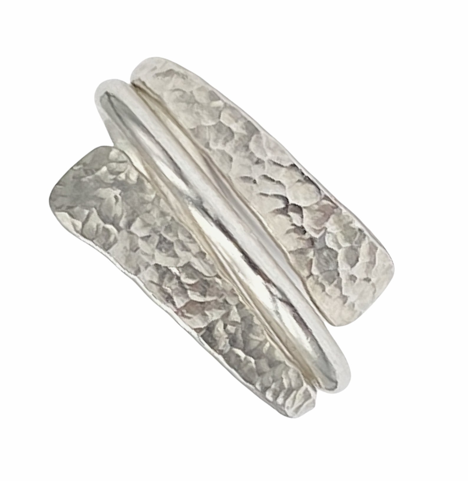 Handmade Wrap Around Band Hammered Silver Ring, Elegant Dainty Silver ...
