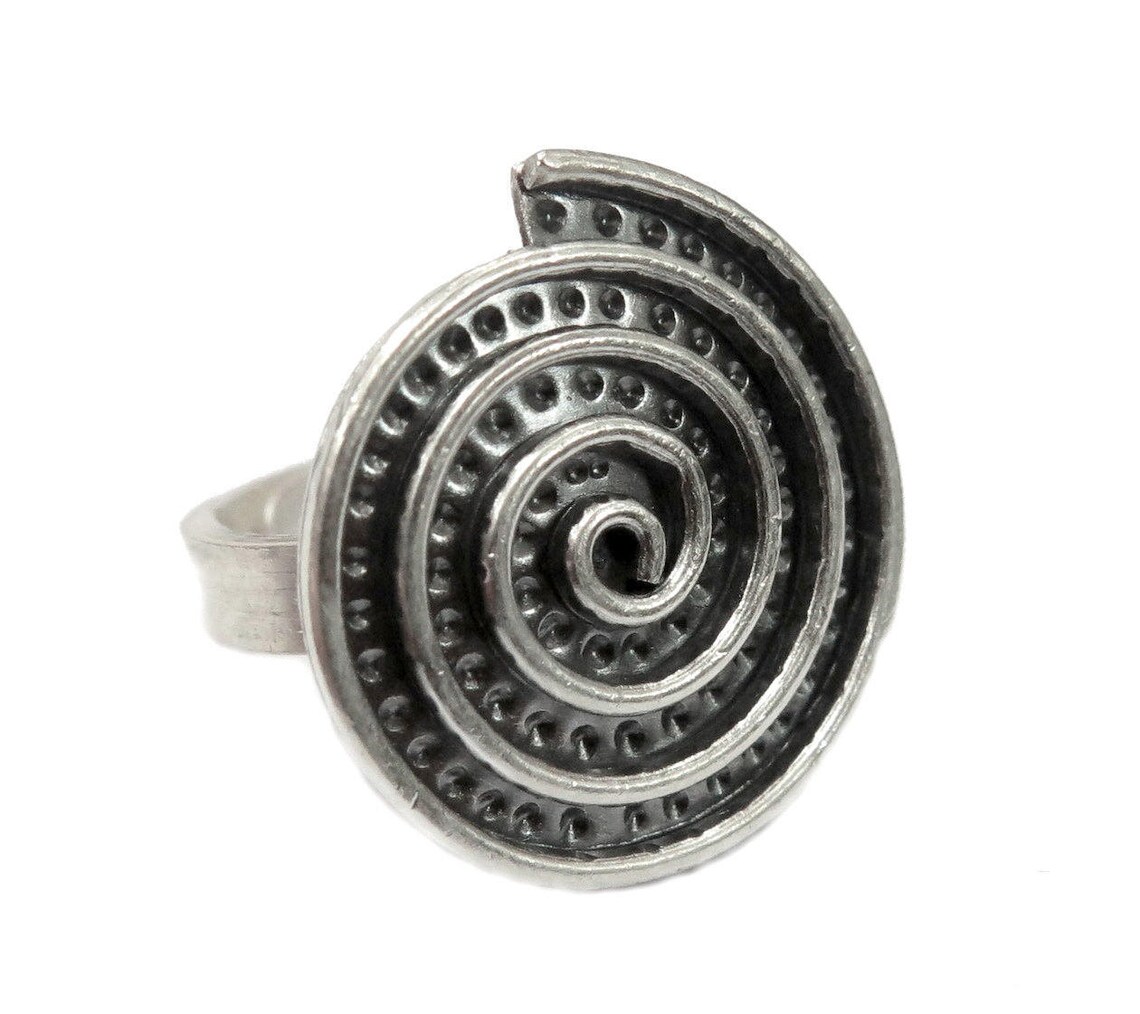 Sterling Silver Snail Ring Handmade Spiral Swirl Statement - Etsy