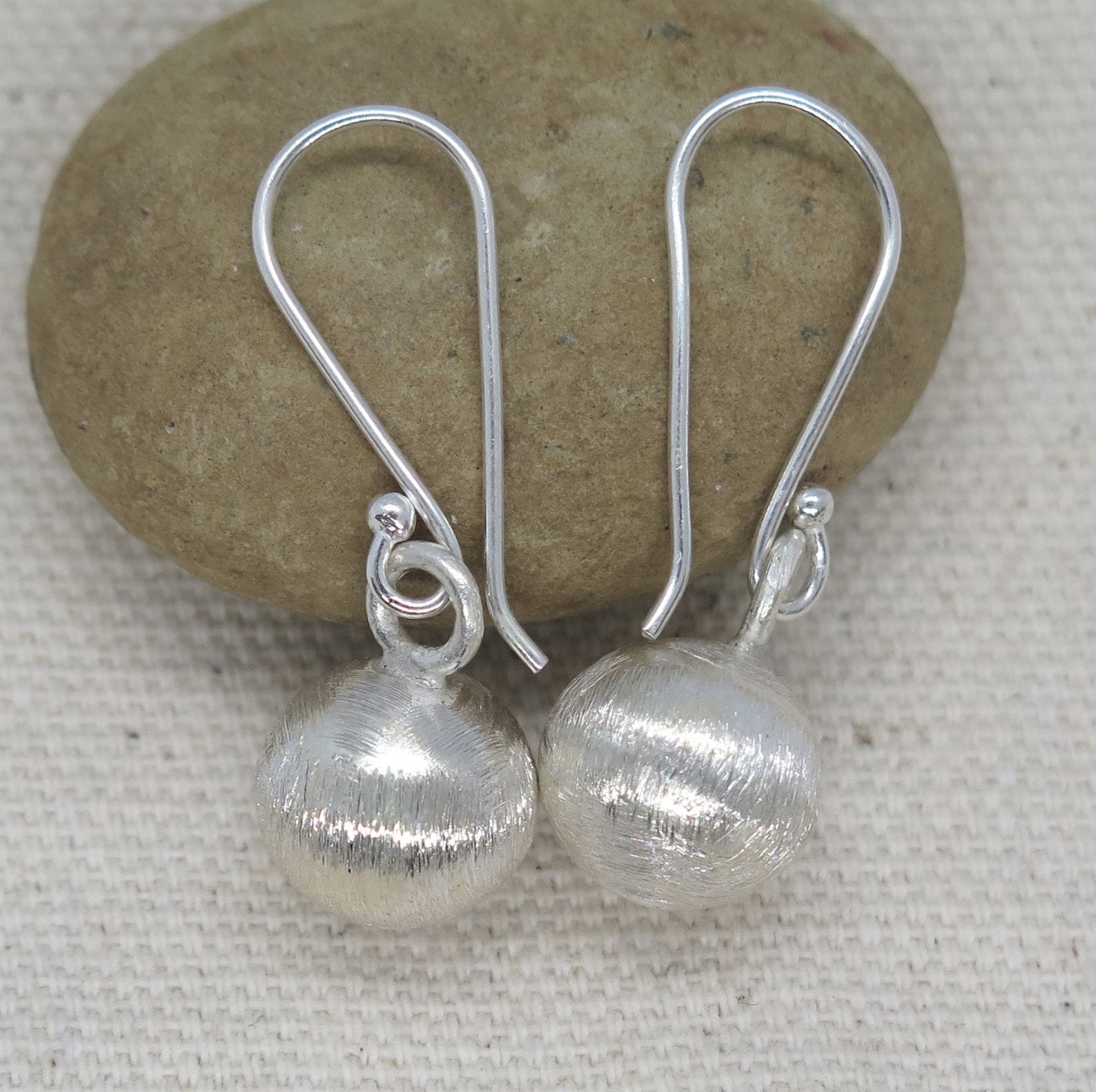 Sterling Silver Shinny Ball Hook Earrings Handmade Small | Etsy