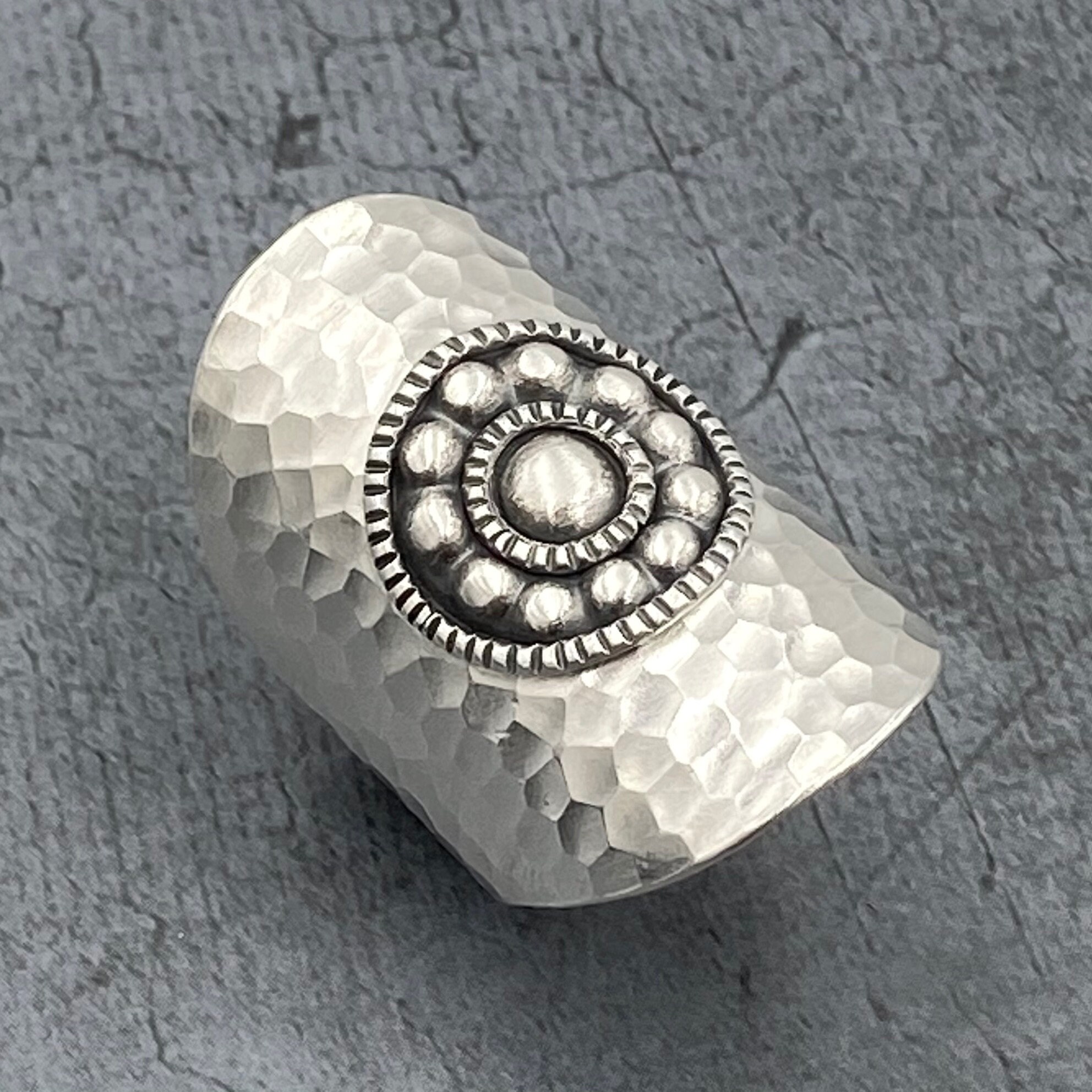 Hammered Sterling Silver Solar Mandala Large Boho Statement | Etsy