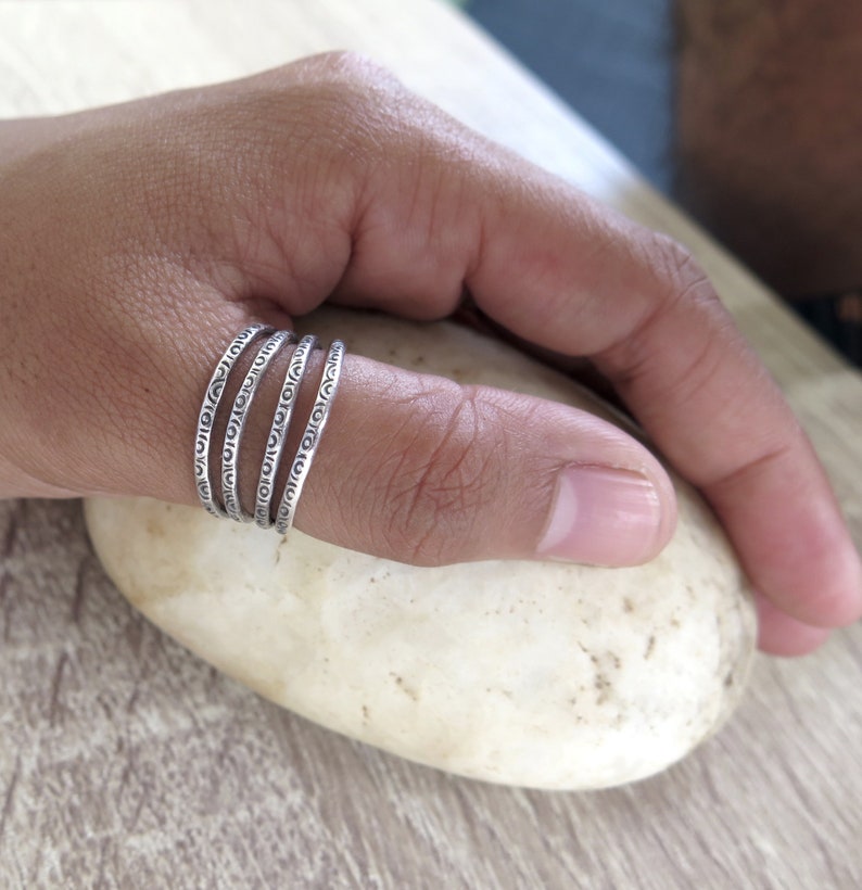 Sterling Silver Connected Stacking Rings Set of 4 Linked | Etsy