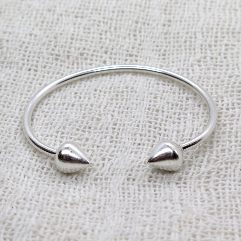 Sterling Silver Spikes Cuff Bracelet, Handmade Adjustable Solid Thick ...