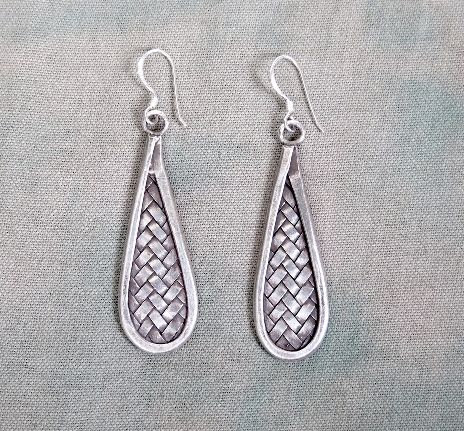 Sterling Silver Weave Drops Shape Earrings Handmade Braided - Etsy