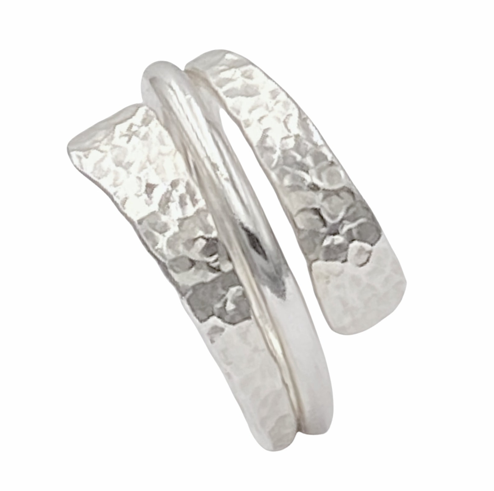 Handmade Wrap Around Band Hammered Silver Ring, Elegant Dainty Silver ...