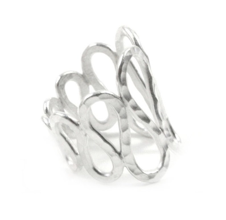 Handmade Hammered Sterling Silver Wide infinity Ring Long | Etsy