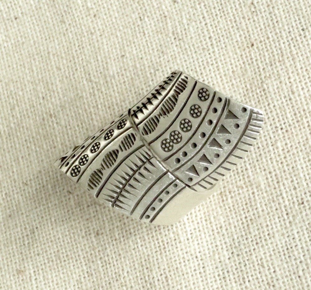 Tribal Ethnic Handmade Sterling Silver Wide Ring Wrap Around | Etsy