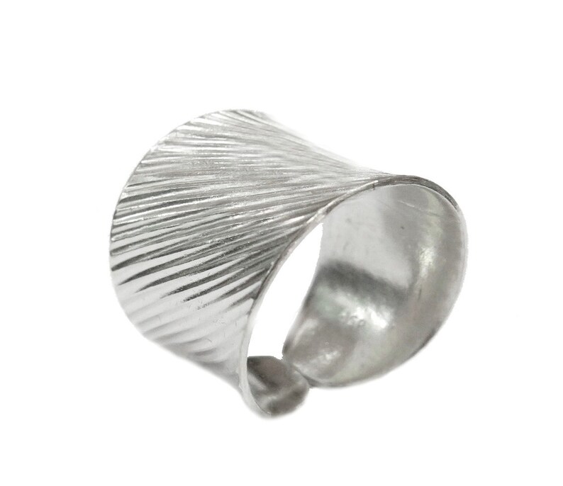 Handmade Sterling Silver Wide Cuff Band Ring lines textured | Etsy