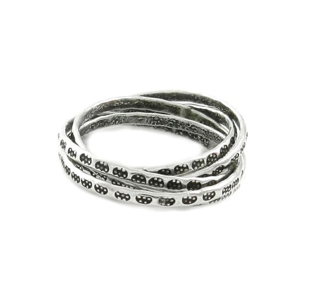 Sterling Silver Interlocking Russian Rolling Ring, Handmade Stamped ...