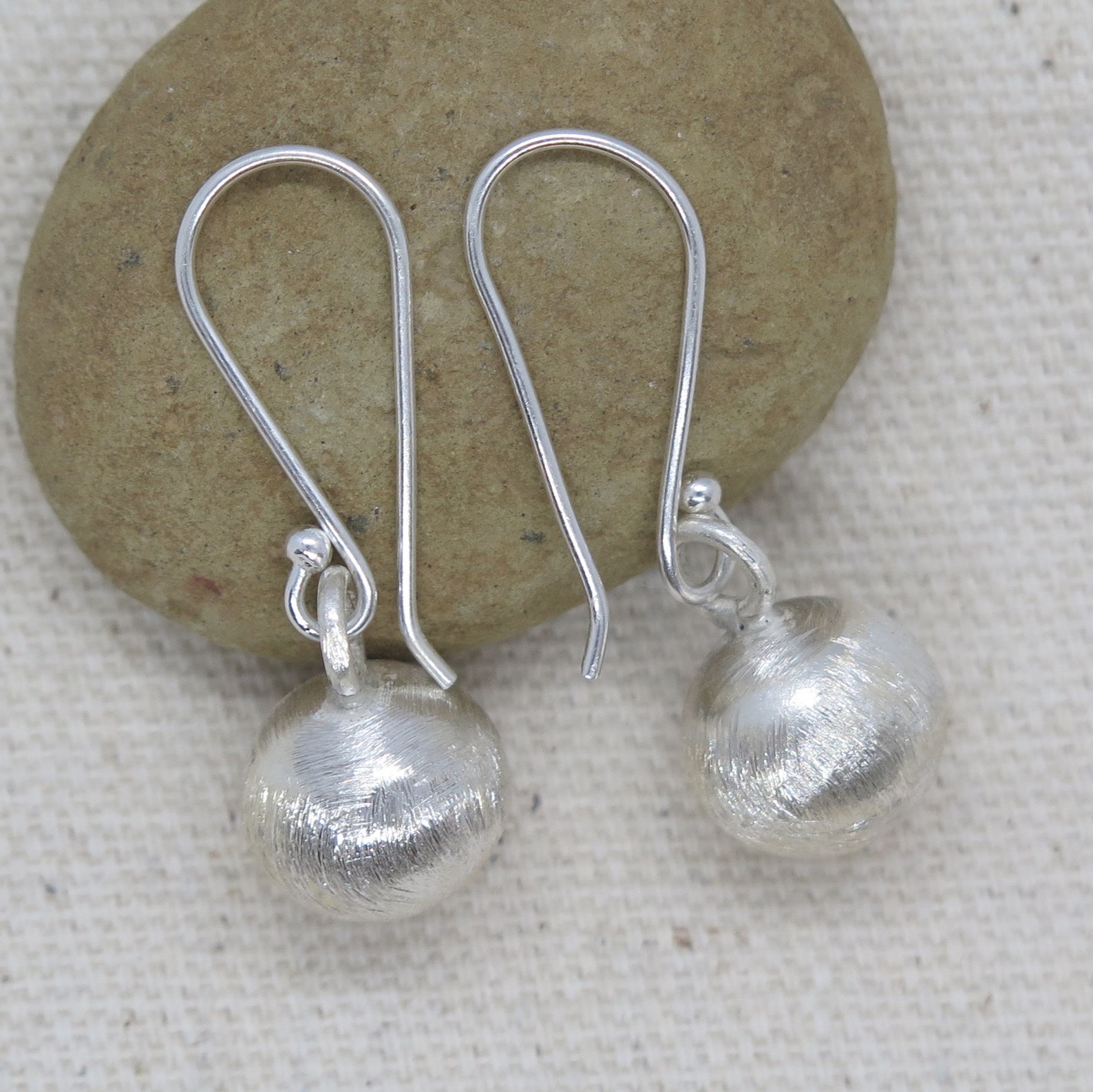 Sterling Silver Shinny Ball Hook Earrings Handmade Small | Etsy