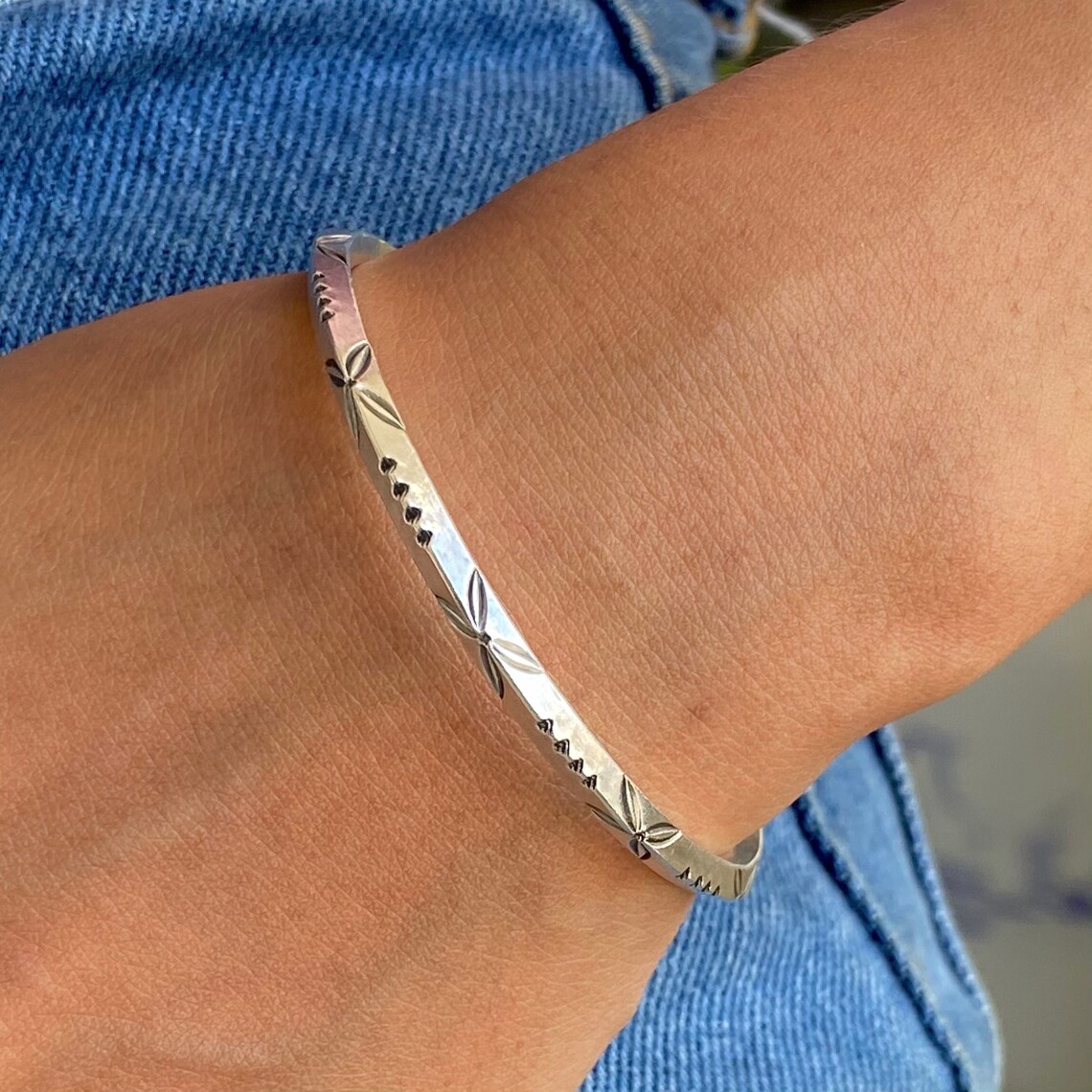 Sterling Silver Cuff Bracelet Angular Solid Silver Bangle - Etsy