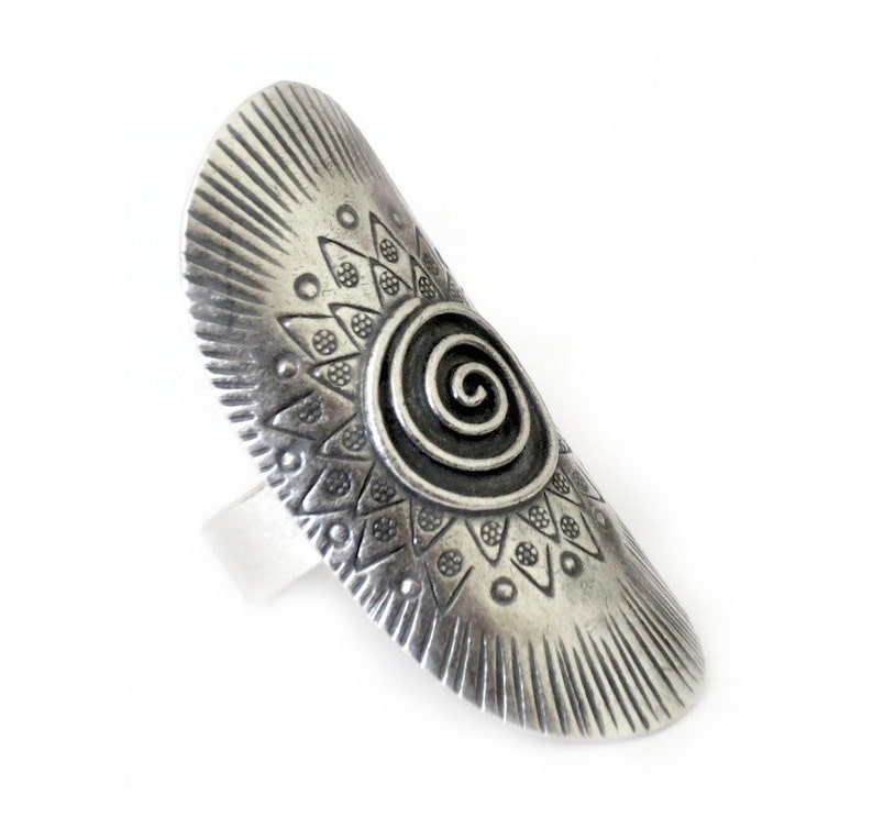 Sterling Silver Long Statement Ring Handmade Knuckle Armor - Etsy