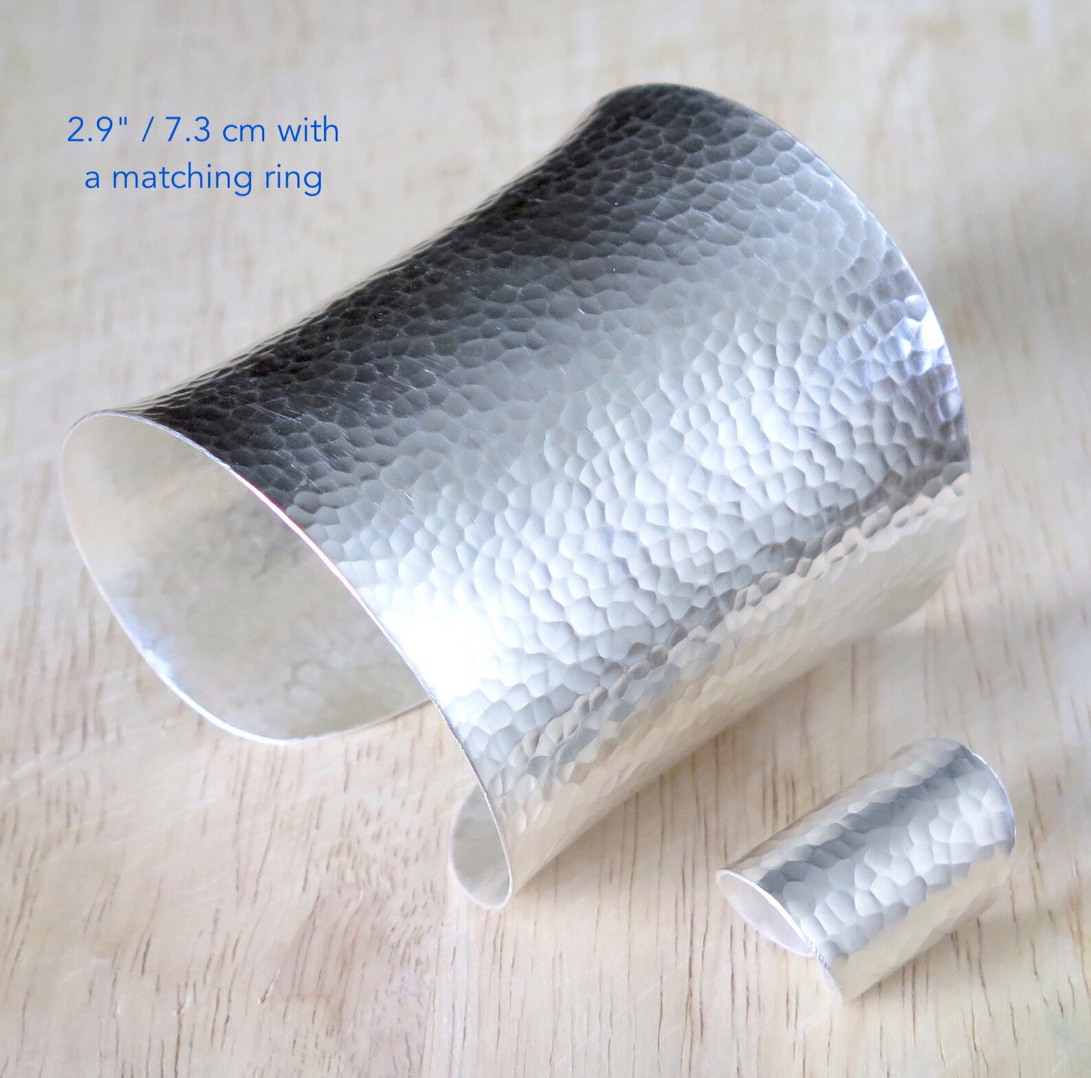 Sterling Silver Extra Wide Cuff Bracelet Hammered Shiny - Etsy