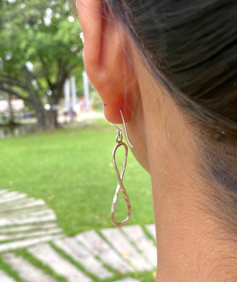 Sterling Silver Handmade Minimalist Hammered Infinity Dangle - Etsy