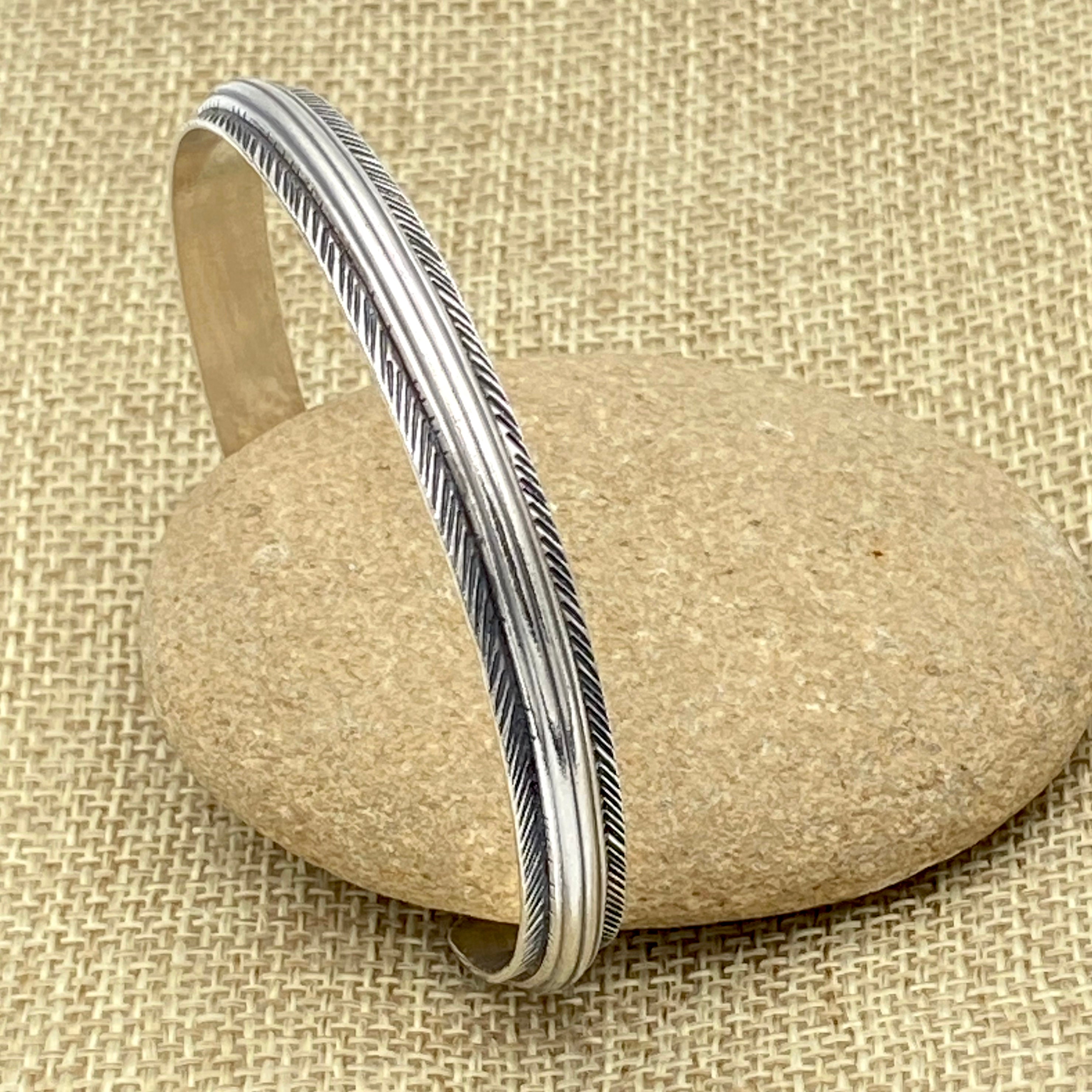 Sterling Silver Handmade Thick Solid Cuff Bracelet for Women | Etsy