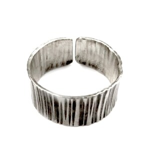 Sterling Silver Wide Band Ring Handmade Hammered Rustic Tree - Etsy