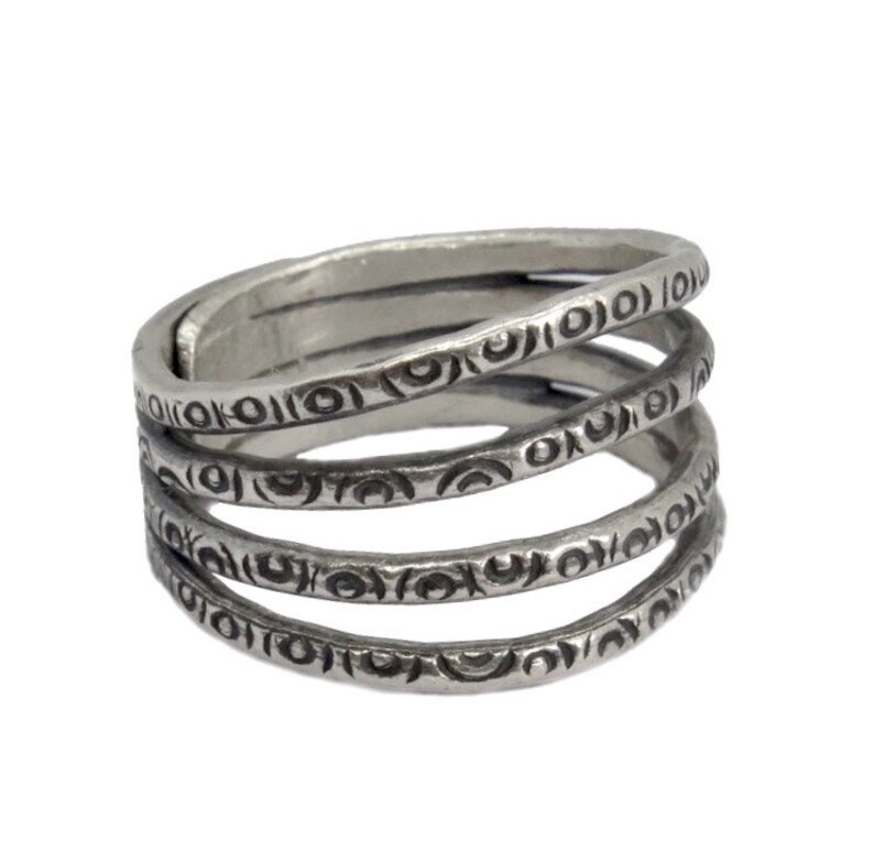 Sterling Silver Connected Stacking Rings Set of 4 Linked | Etsy